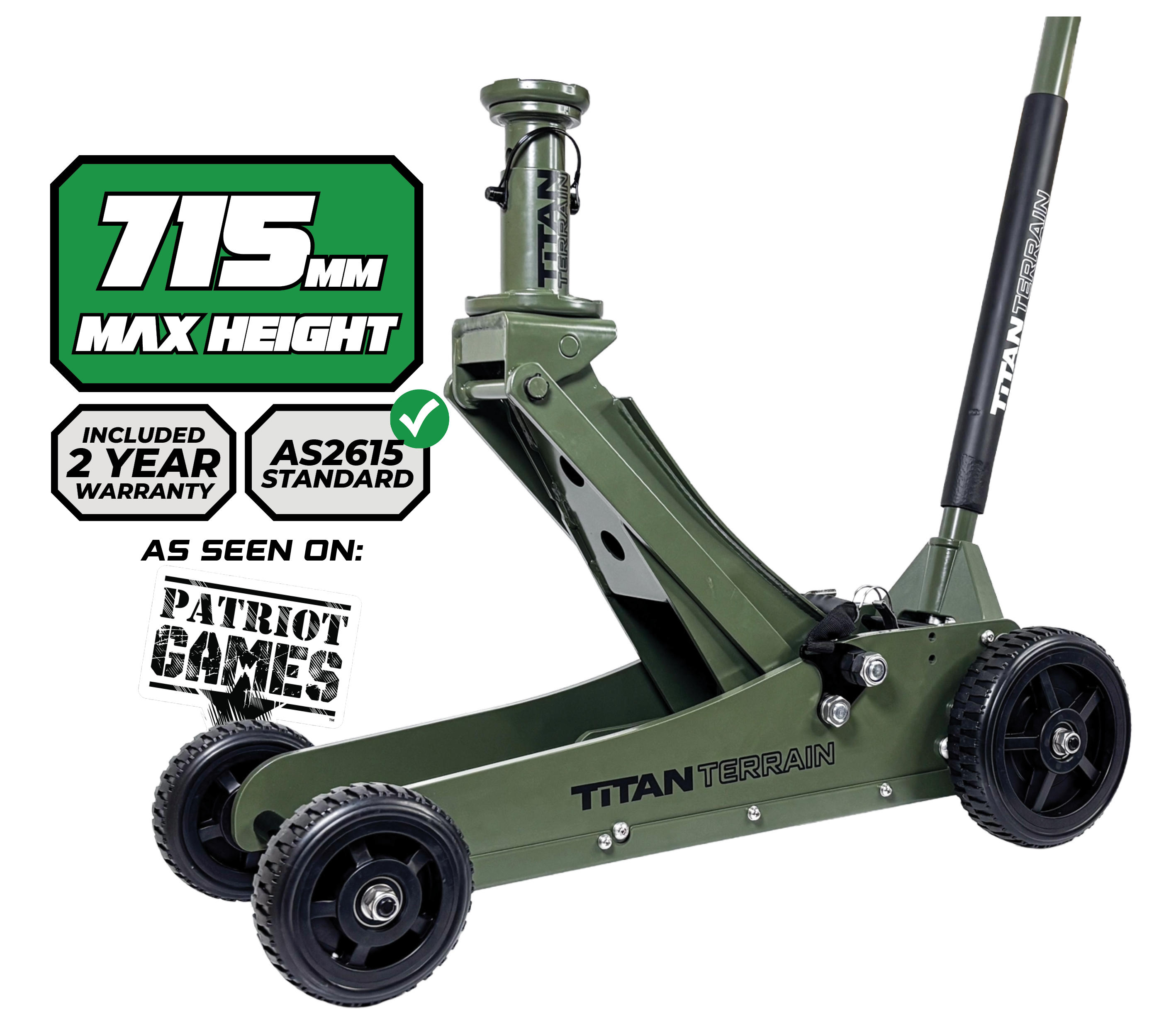 3 TONNE RUGGED FLOOR JACK - ARMY GREEN EDITION – TitanTerrain